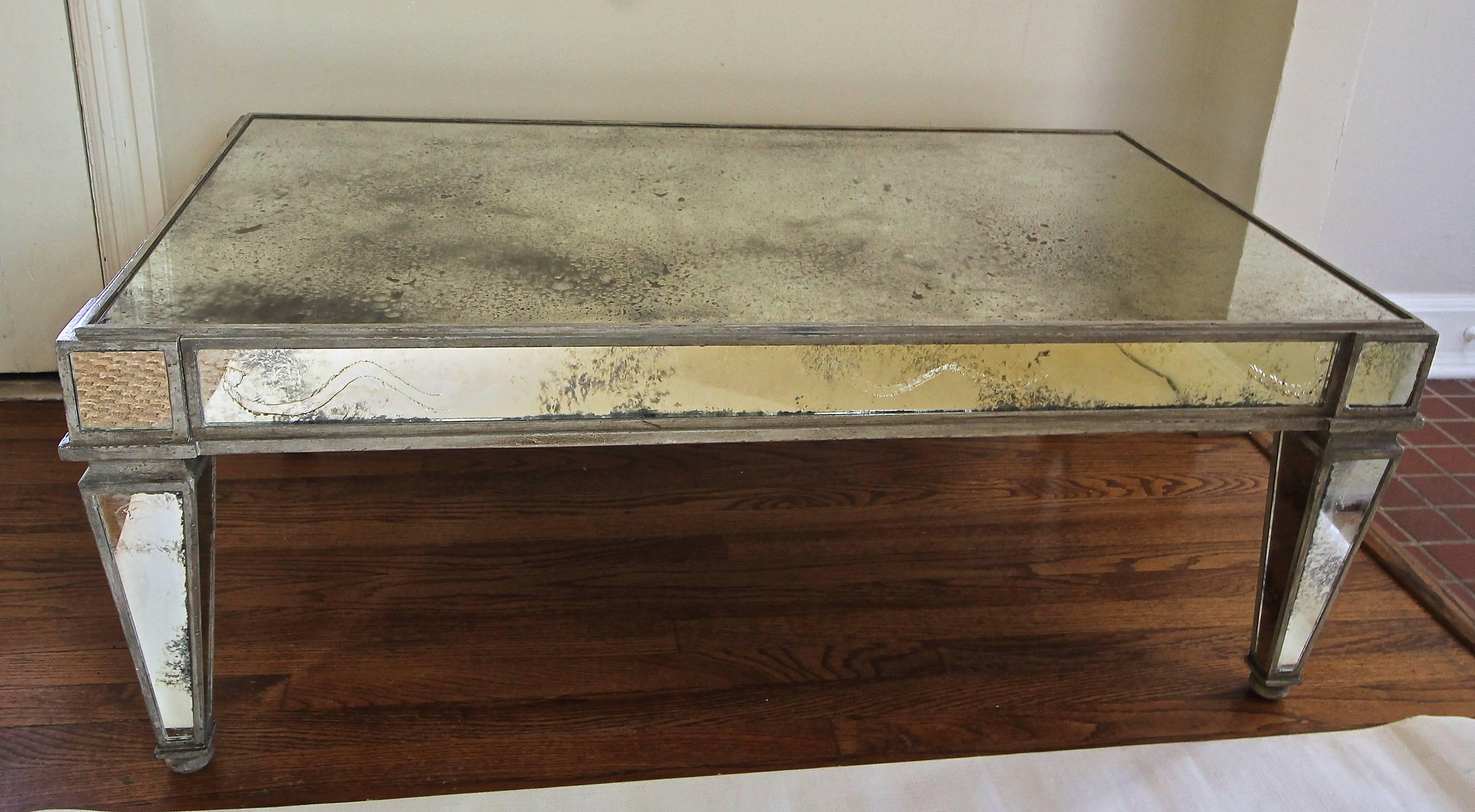 French Style Antiqued Mirror Cocktail Coffee Table at 1stDibs ...