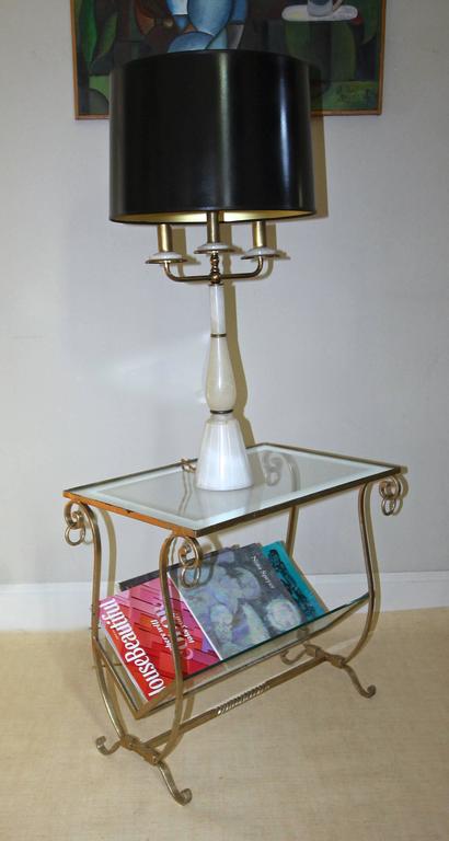 Gilt Metal Combination Side Table Magazine Rack For Sale at 1stDibs