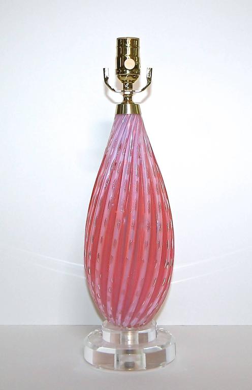 Italian Murano Glass Barbini Pink Control Bubble Table Lamp at 1stDibs