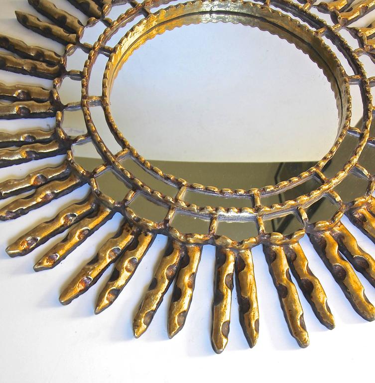 Sunburst Giltwood Spanish Colonial Style Wall Mirror at 1stDibs