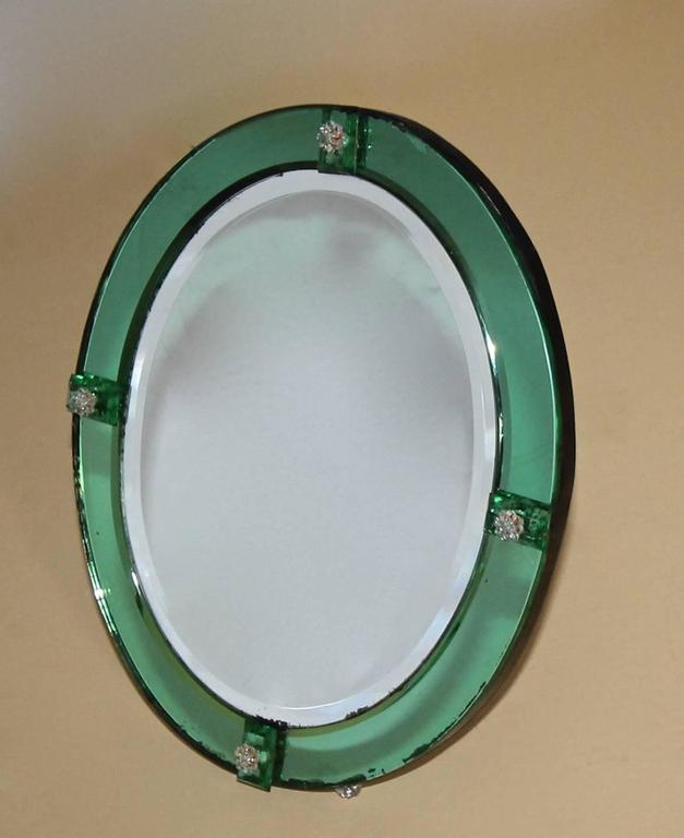 French Art Deco Emerald Green Table Mirror at 1stDibs