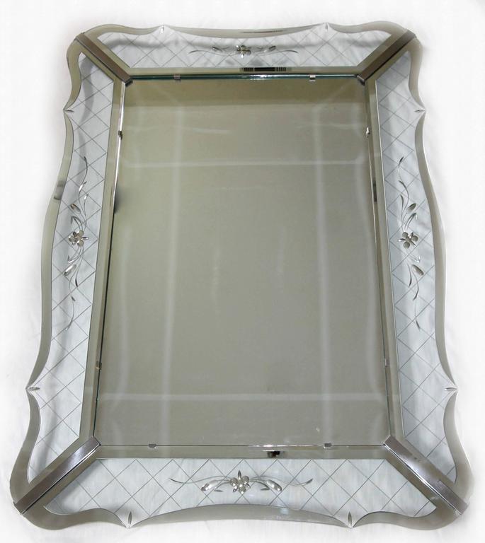 Large Wavy Edge Deco Clear Etched Wall Mirror at 1stDibs | wavy edge ...