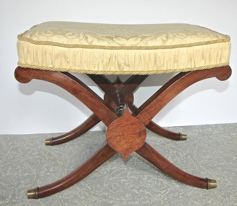 French Directoire Neoclassic Saber Leg X Base Bench at 1stDibs