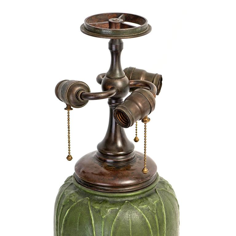 Signed Tiffany Studios Leaded Glass Acorn Lamp with Grueby Base at ...