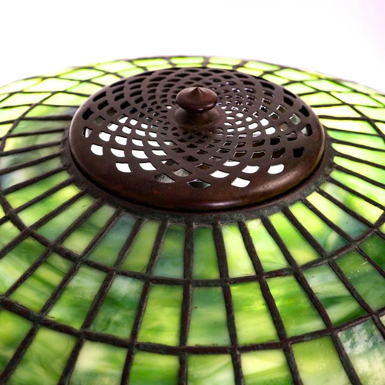 Signed Tiffany Studios Leaded Glass Acorn Lamp with Grueby Base at ...