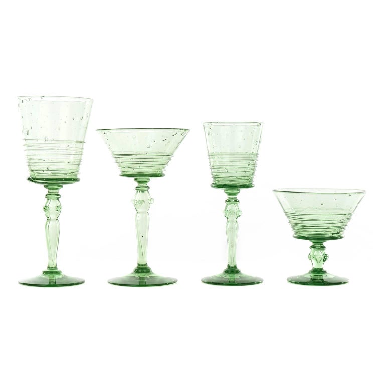 Steuben Pomona Green 72-Piece Set of Stemware c1920s at 1stDibs