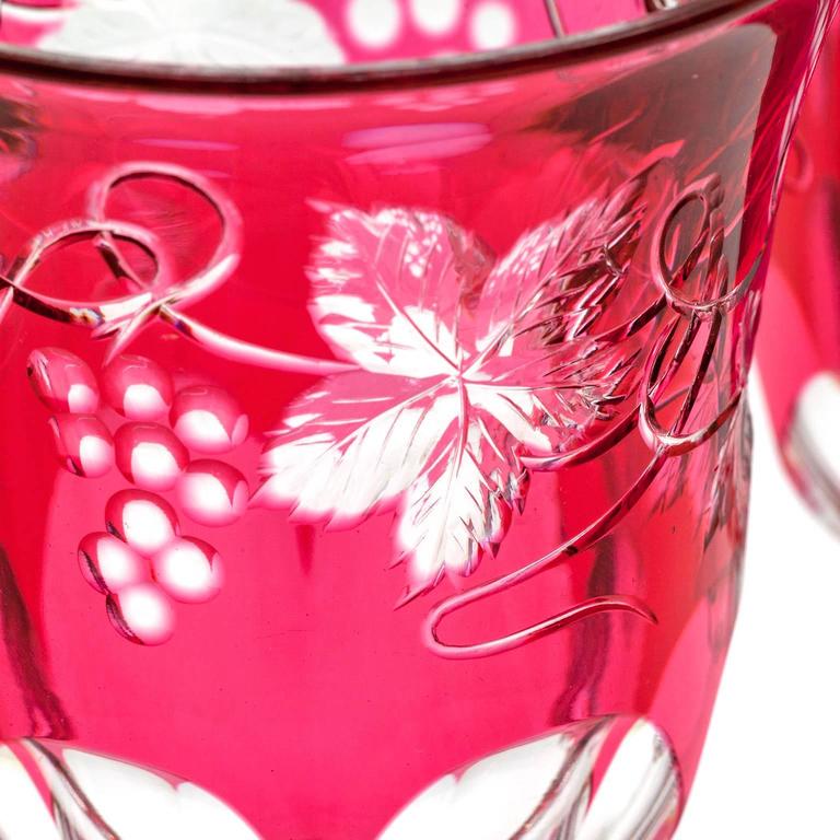 12 American Cut Crystal Cranberry Water Goblets at 1stDibs