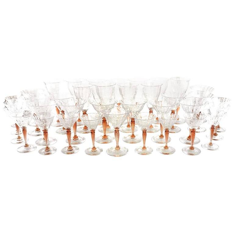 Steuben One-of-a-Kind Engraved Stemware Service For Sale at 1stdibs