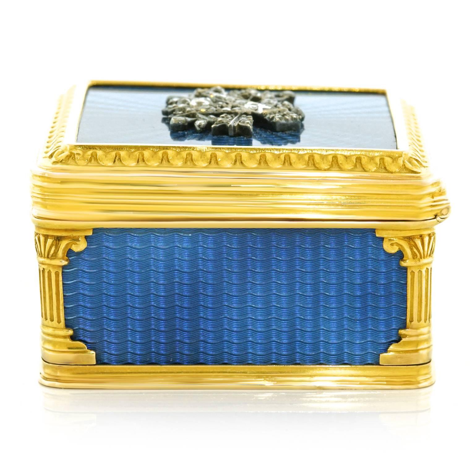 Antique French Enamel and Diamond Set Gold Box at 1stDibs