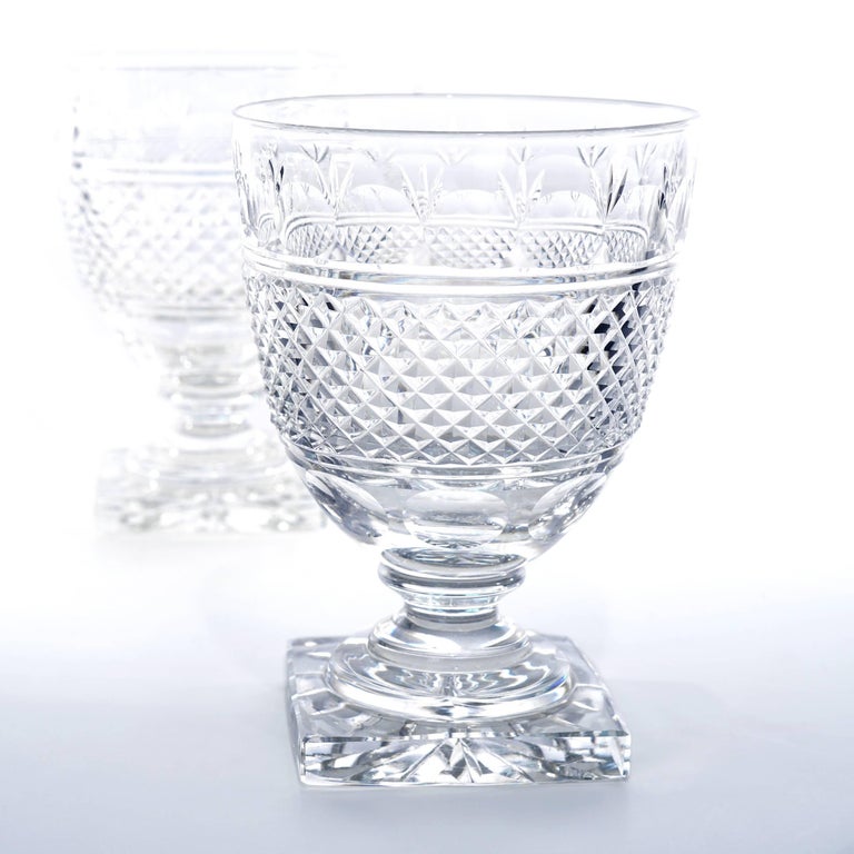 10 Heavy Cut Glass Water Goblets c1890s England at 1stDibs