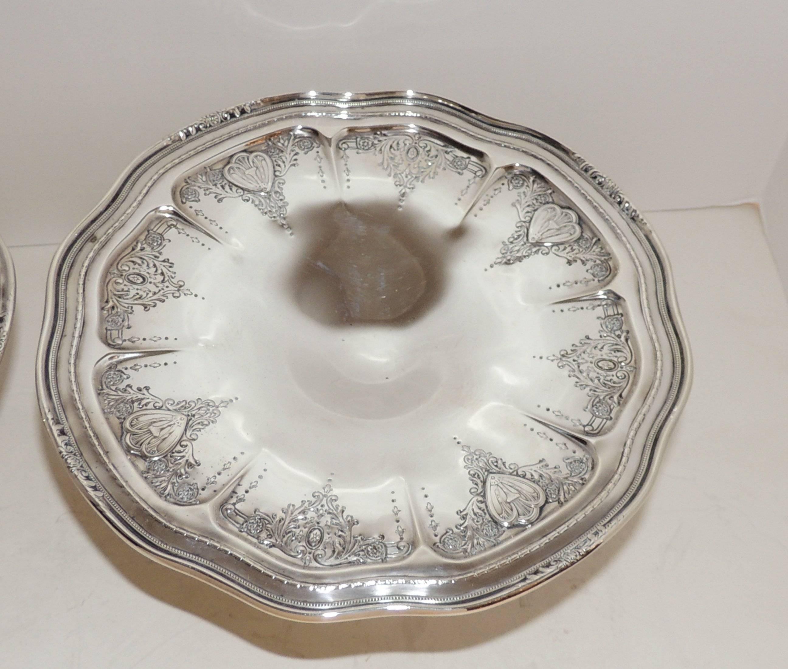 Pair of Whiting Sheraton Sterling Silver Pedestal Compotes Centerpieces ...