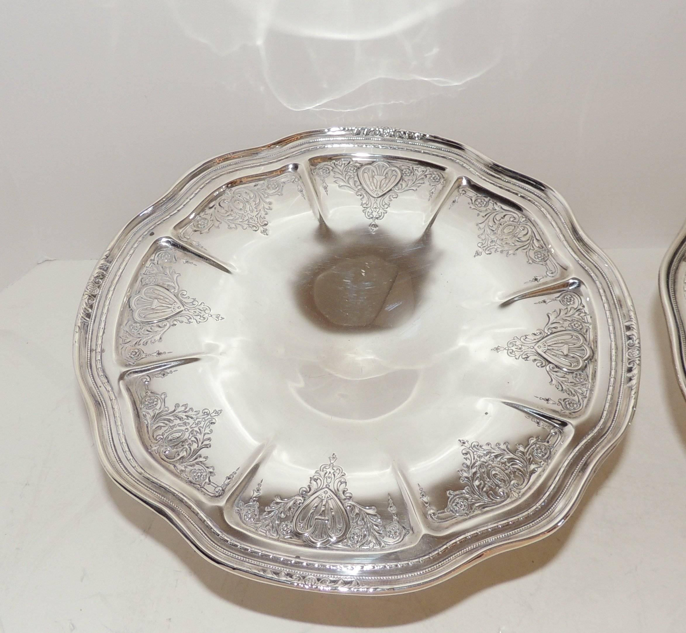 Pair of Whiting Sheraton Sterling Silver Pedestal Compotes Centerpieces ...