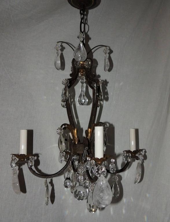 French Gilt Rock Crystal Four-Light Bagues Jansen Petit Chandelier ...