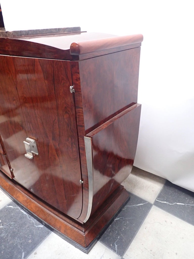 French Art Deco Marble U-Shaped Rosewood Buffet Side Board Dresser ...