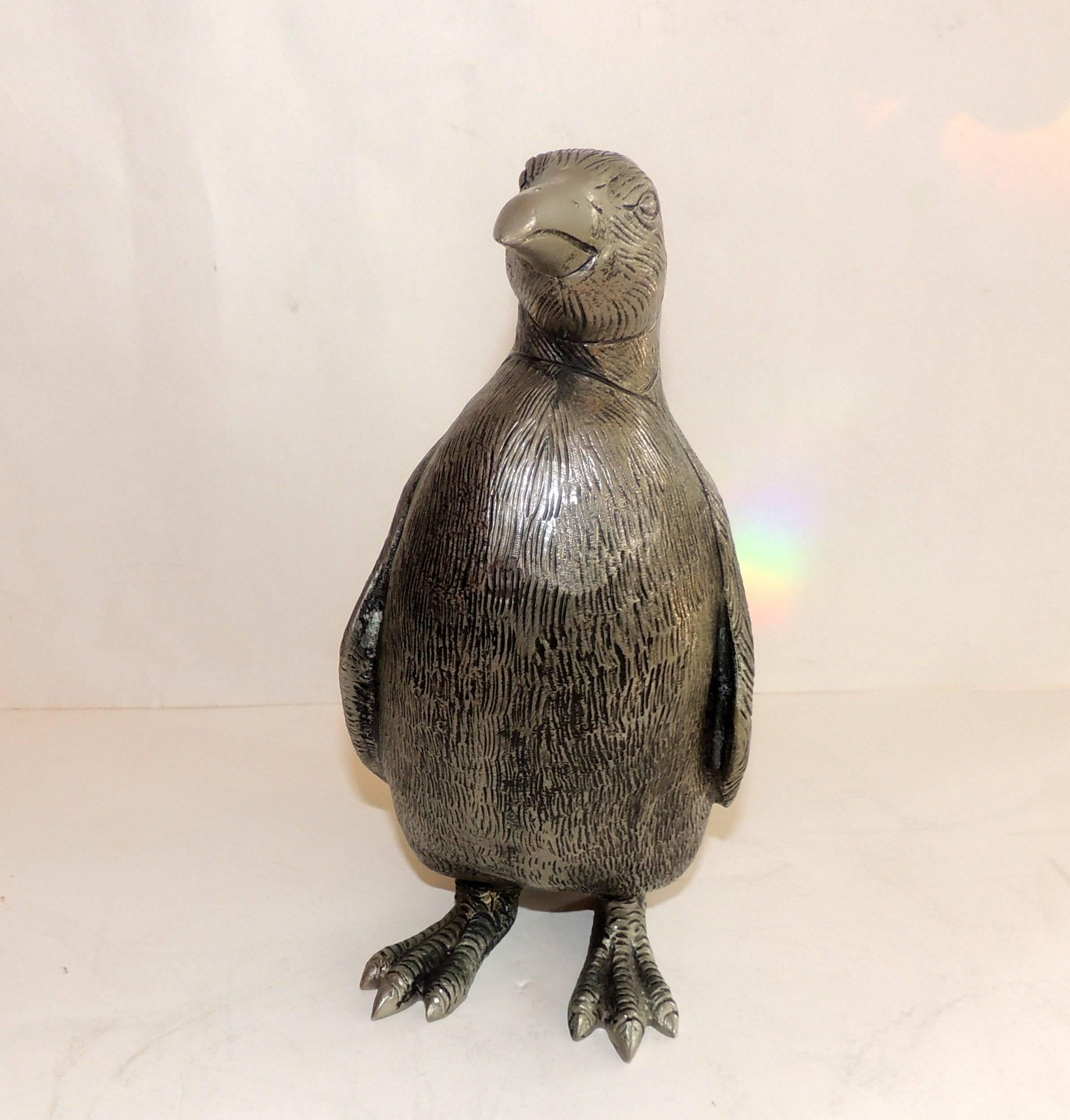 Wonderful Vintage Gucci Italy Silver Plated Large Penguin Figure Statue ...