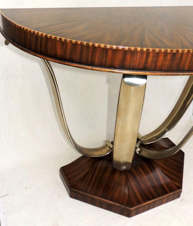 Wonderful French Art Deco Exotic Macassar Ebony Brushed Steel Console ...