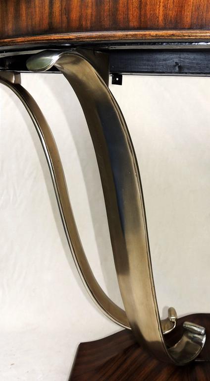 Wonderful French Art Deco Exotic Macassar Ebony Brushed Steel Console ...