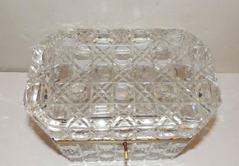 Wonderful Large French Baccarat Bronze Hexagon Cut Crystal Casket ...