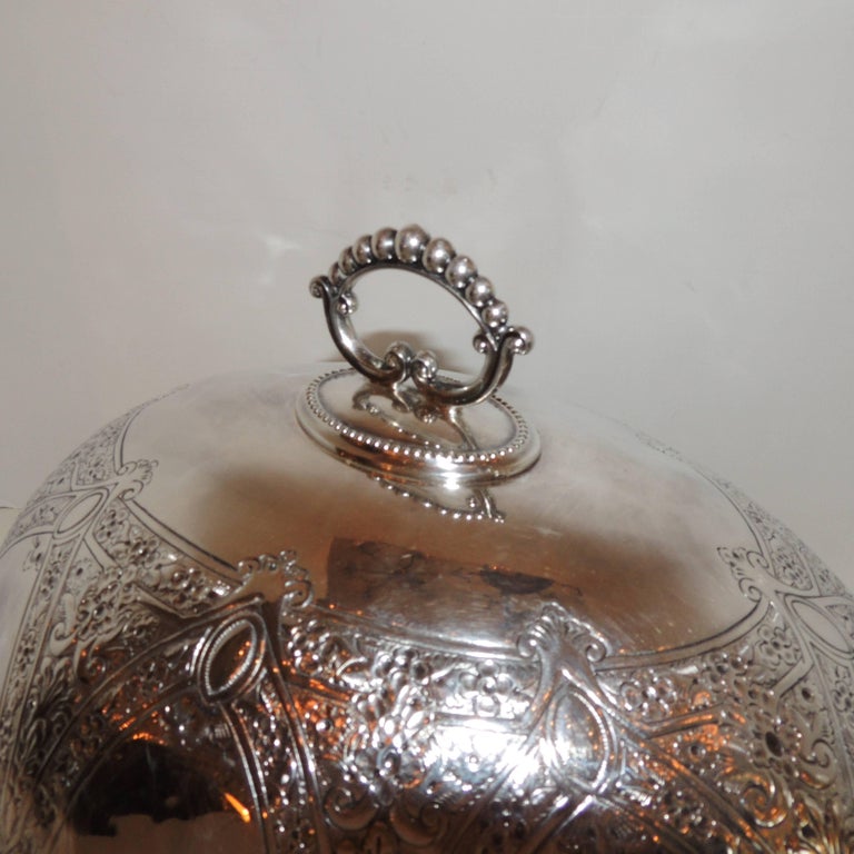 Antique Silver Plated Meat Food Turkey Dome Cover Victorian Cloche ...