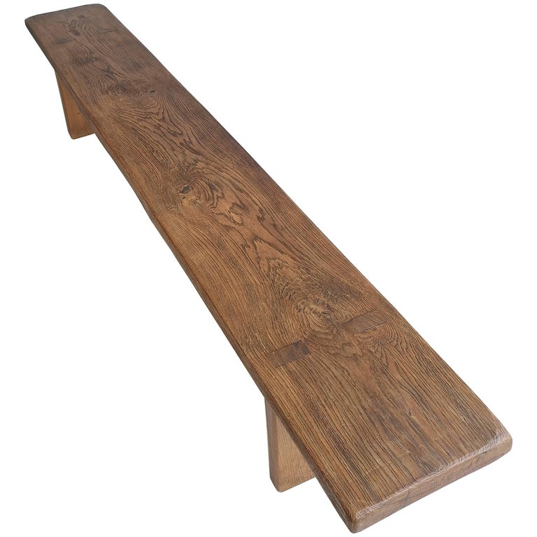 Extra Large Live Edge Bench in Solid Oak, with Wrought Iron Details at ...