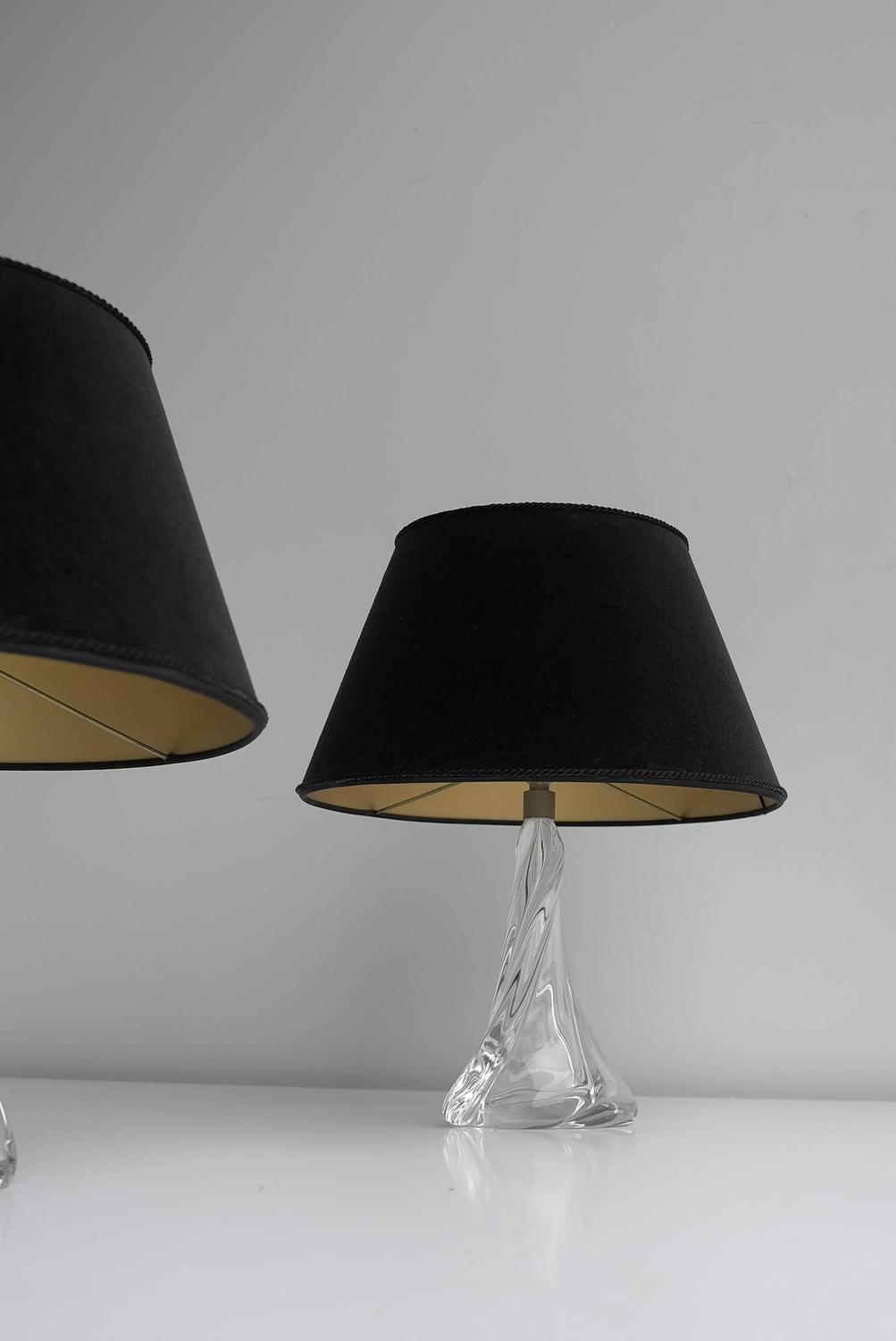 Pair of Crystal Swirl Lamps by Vannes, France For Sale at 1stdibs