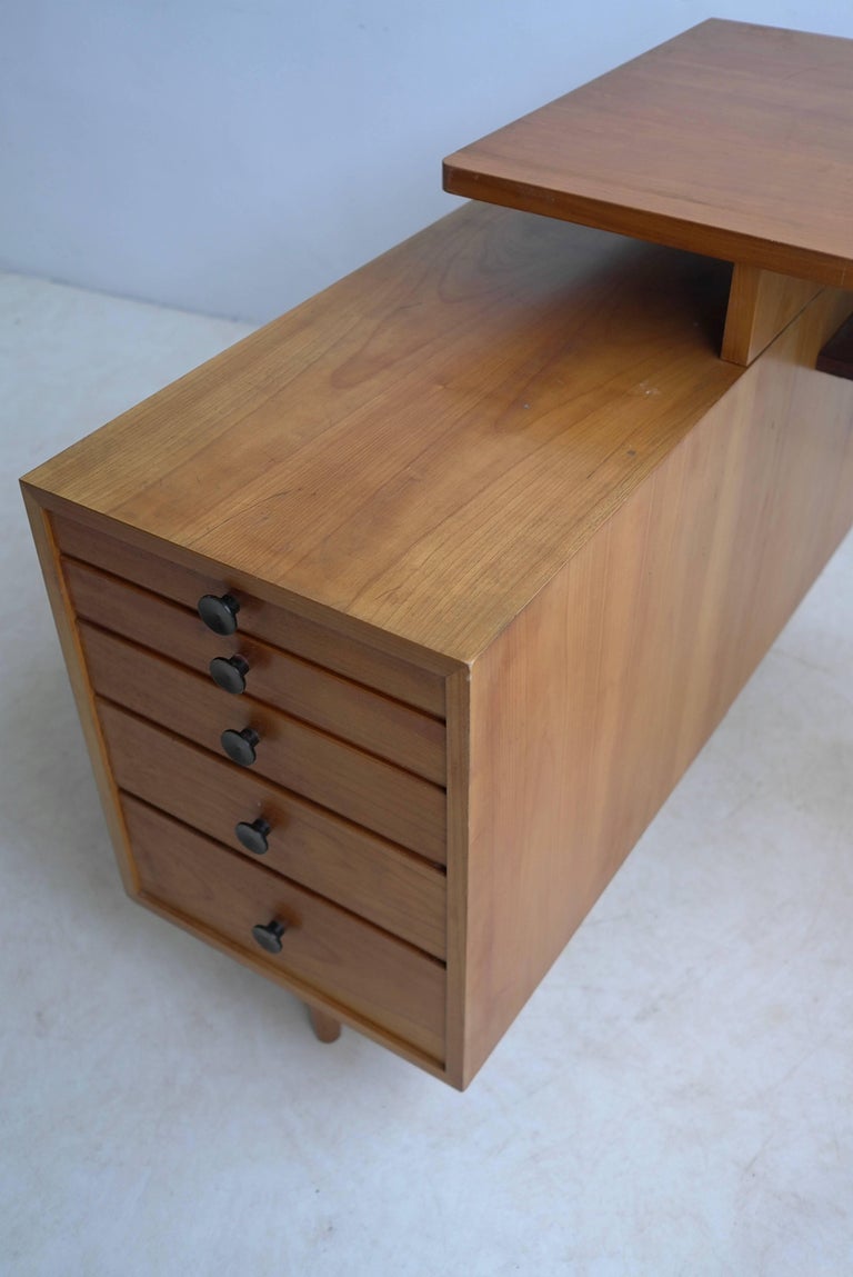 Elegant L Shaped 1950s Desk with Fine Macassar Ebony Details at 1stDibs
