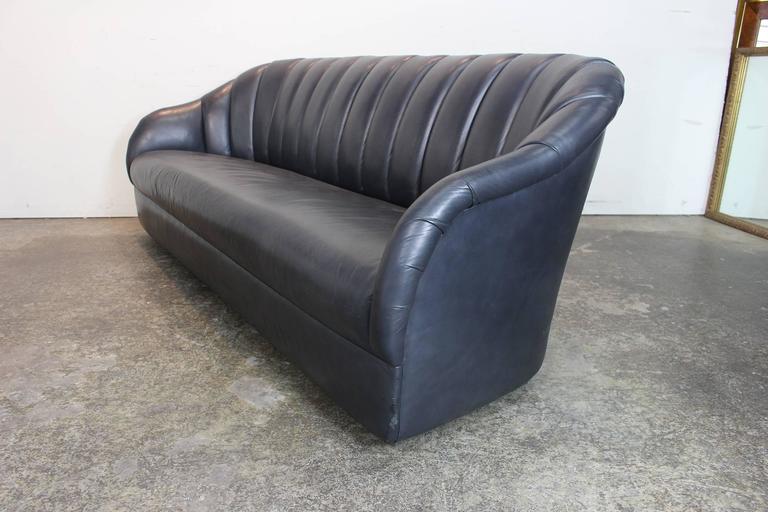 Channel Back Leather Sofa by Ward Bennett at 1stDibs