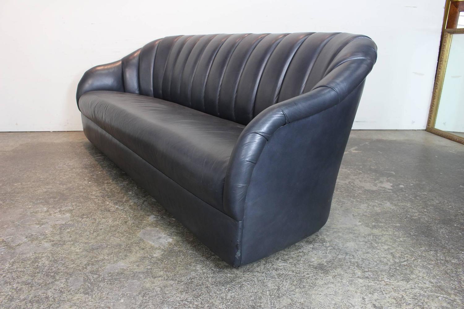 Channel Back Leather Sofa by Ward Bennett at 1stdibs