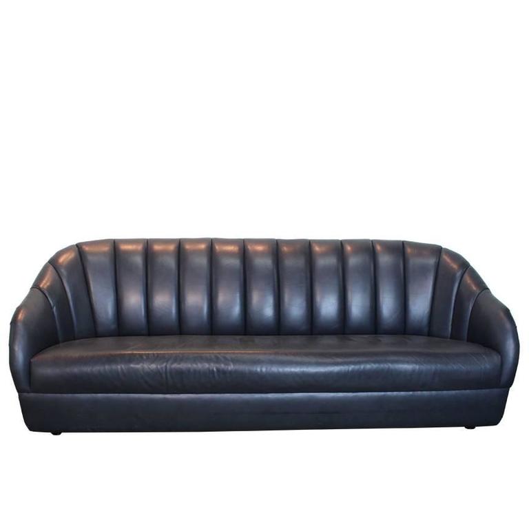 Channel Back Leather Sofa by Ward Bennett at 1stDibs