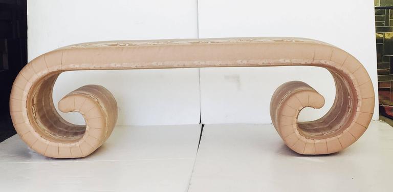 Upholstered Scroll Bench at 1stDibs