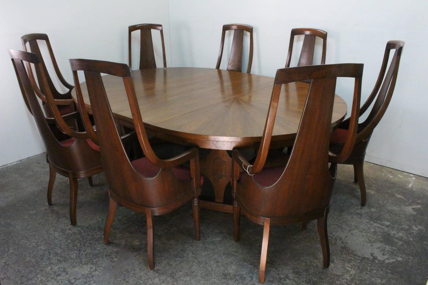 Set Of 8 High Back Mid Century Walnut Dining Chairs At 1stdibs