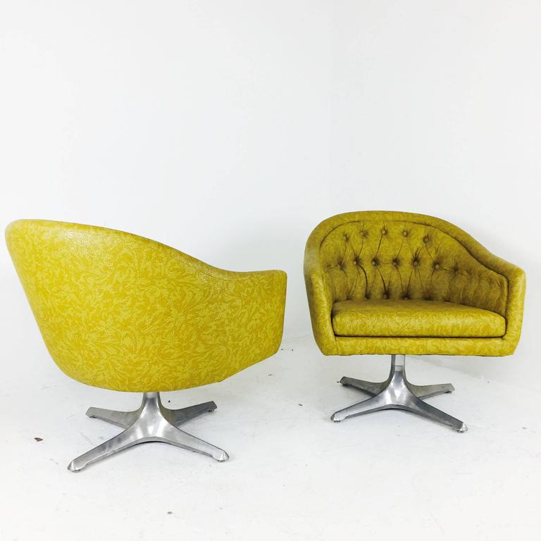 Pair of MCM Chromcraft Swivel Chairs with Propeller Pedestal Base For ...