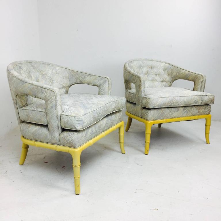 Pair of Vintage Henredon Chairs with Cut-Out Arms at 1stDibs