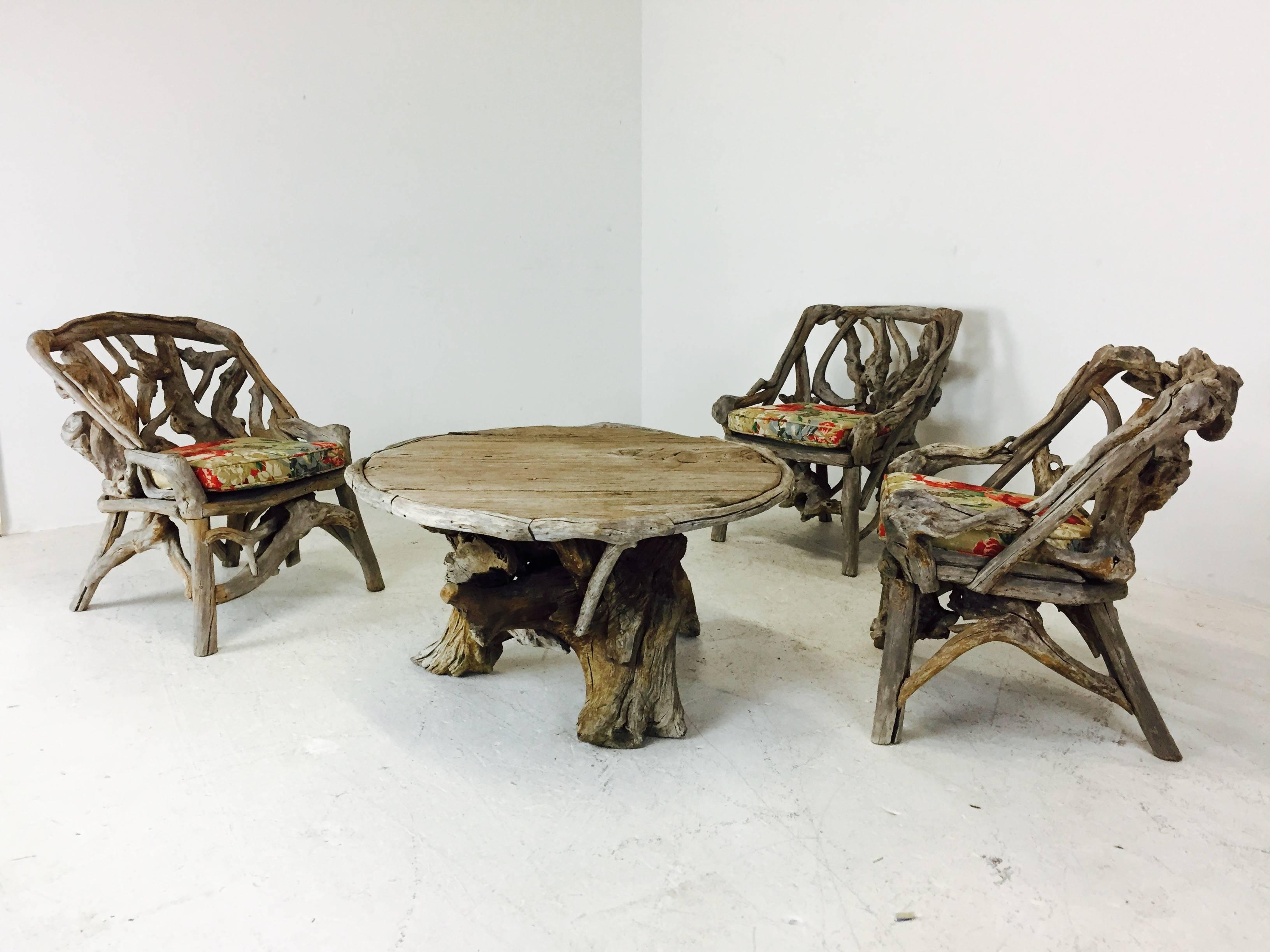 Rustic Adirondack Root Table and Chairs at 1stDibs | root chairs ...