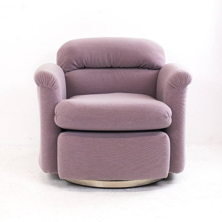 Pair of Mauve Milo Baughman Swivel Chairs at 1stdibs