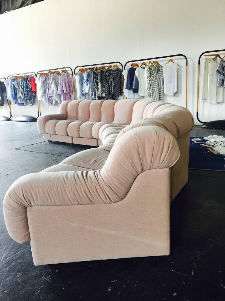 Six-Piece Pink Channel Tufted Sectional Sofa by Preview at 1stDibs