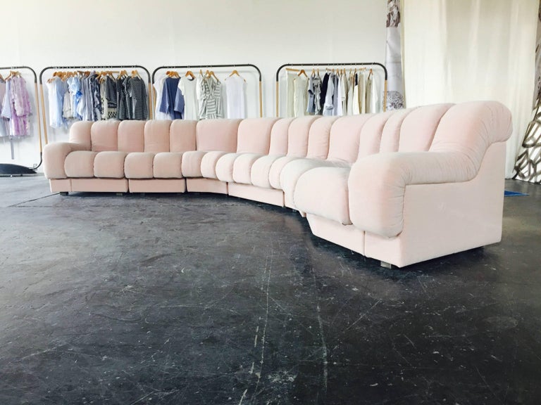Six-Piece Pink Channel Tufted Sectional Sofa by Preview at 1stDibs