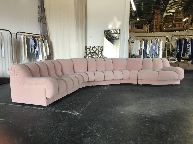 Six-Piece Pink Channel Tufted Sectional Sofa by Preview at 1stDibs