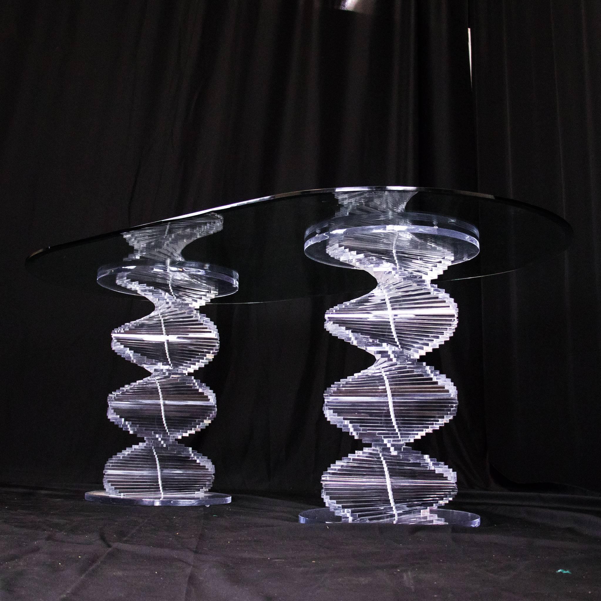 Double Spiral Lucite Pedestal Dining Table With Glass Top at 1stDibs ...