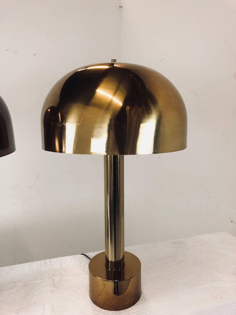 Pair of Bronze Mushroom Lamps in the Style of Laurel For Sale at 1stdibs