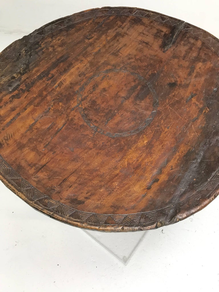 African Carved Ceremonial Wedding Stool or Table with Lucite Base at ...