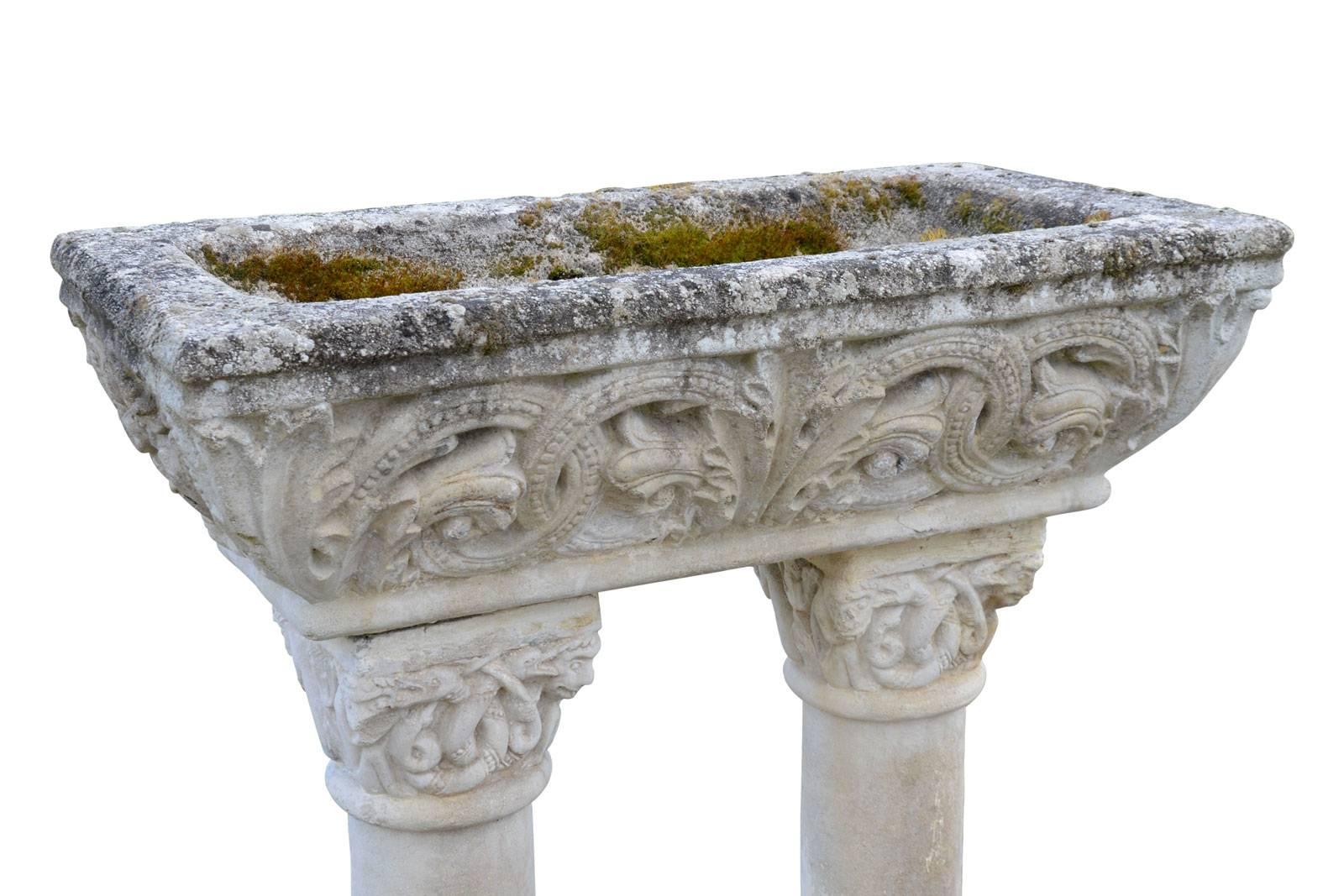 Antique Romanesque Style Composite Stone Stoup, 19th Century at 1stDibs