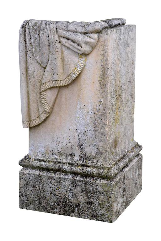 Stone Base with Carved Draped Decor, 19th Century at 1stDibs