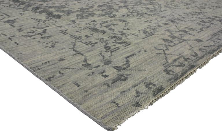 Modern Gray Rug with Transitional Style and Erased Design at 1stDibs