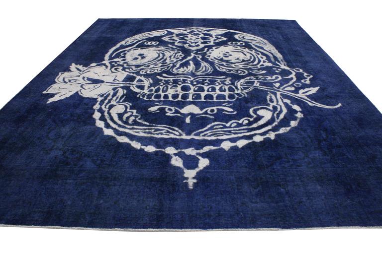 Distressed Vintage Calavera Sugar Skull Rug Inspired by Alexander ...