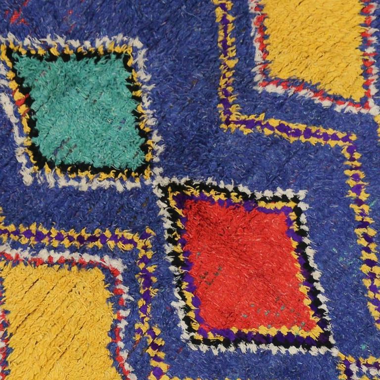 Boho Chic Vintage Moroccan Rug with Tribal Design, Blue Moroccan Rug at ...