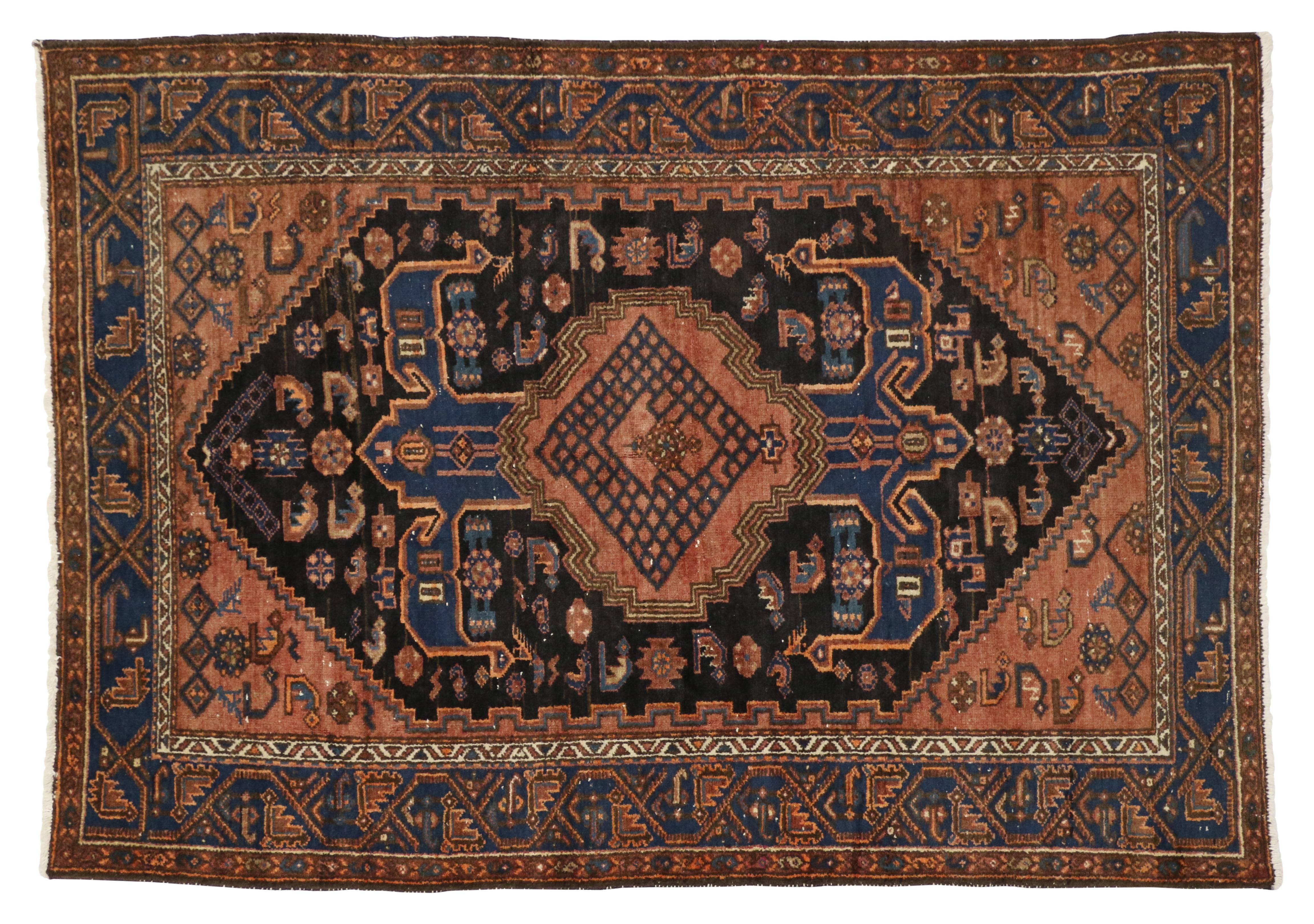Antique Persian Hamadan Rug with Modern Tribal Style For Sale at 1stDibs