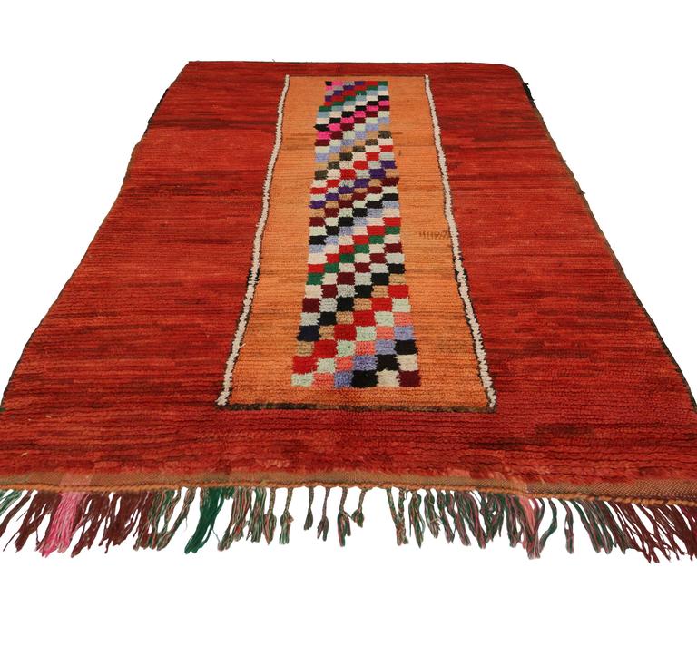 Mid-Century Modern Vintage Berber Moroccan Rug with Contemporary Cubism ...