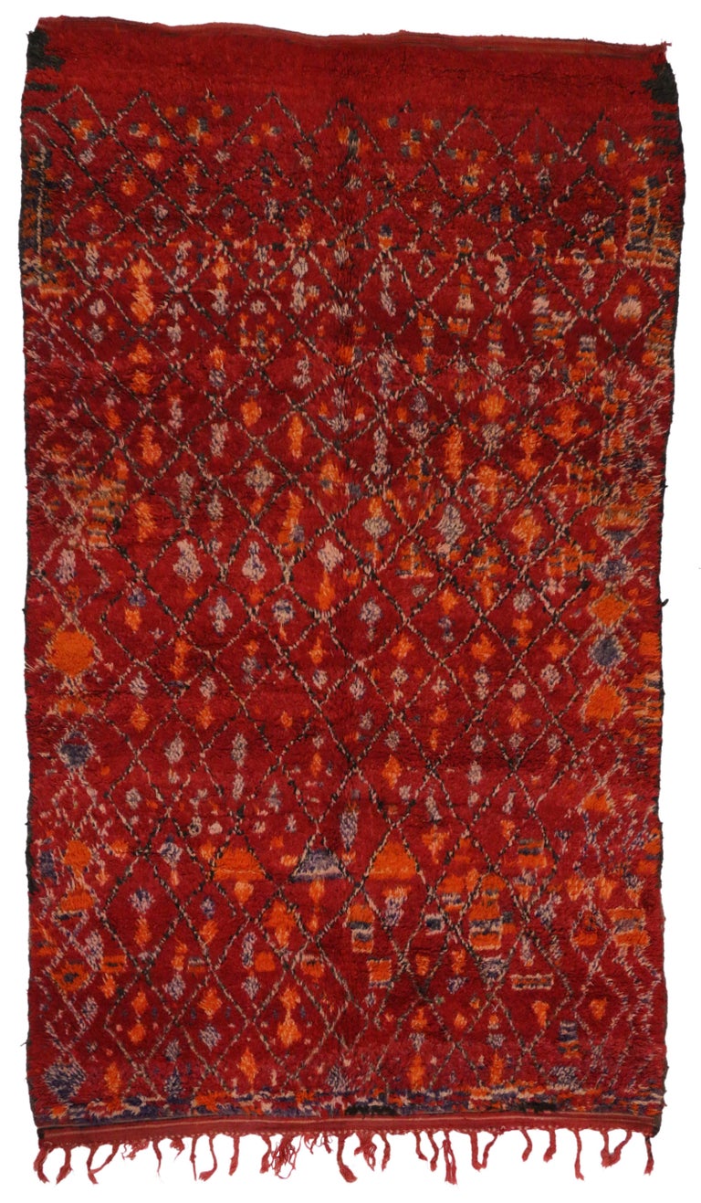 Vintage Berber Moroccan Rug with Modern Tribal Style, Red Moroccan Rug ...