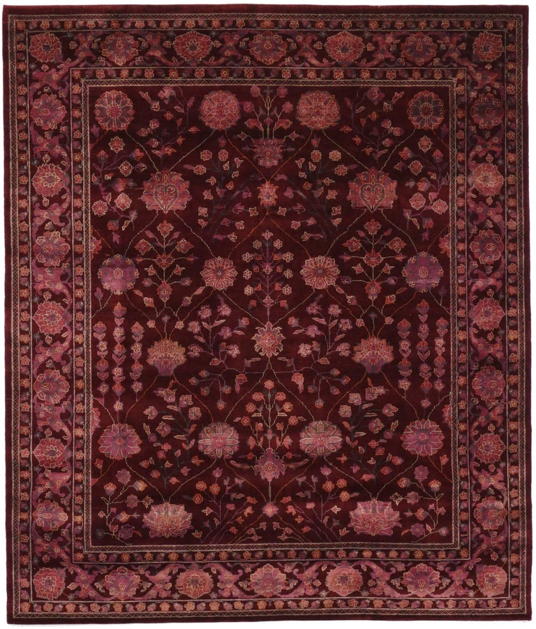 Modern Burgundy Wine Rug with Transitional Style For Sale at 1stdibs